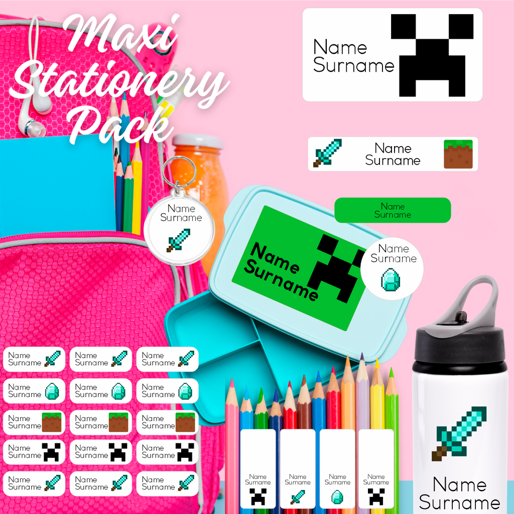Pixel Games Stationery Label Maxi Combo – Coral Designs