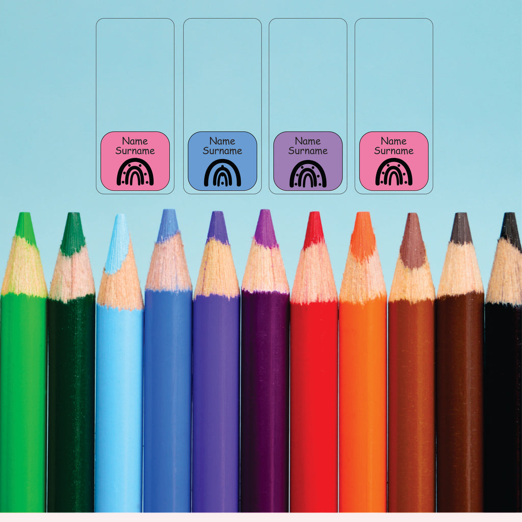Rainbow Wrap Around Pencil Labels – Coral Designs