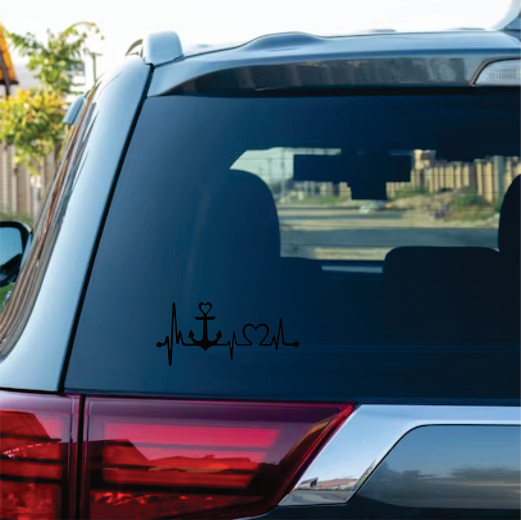 Anchor Heartbeat Car Sticker – Coral Designs