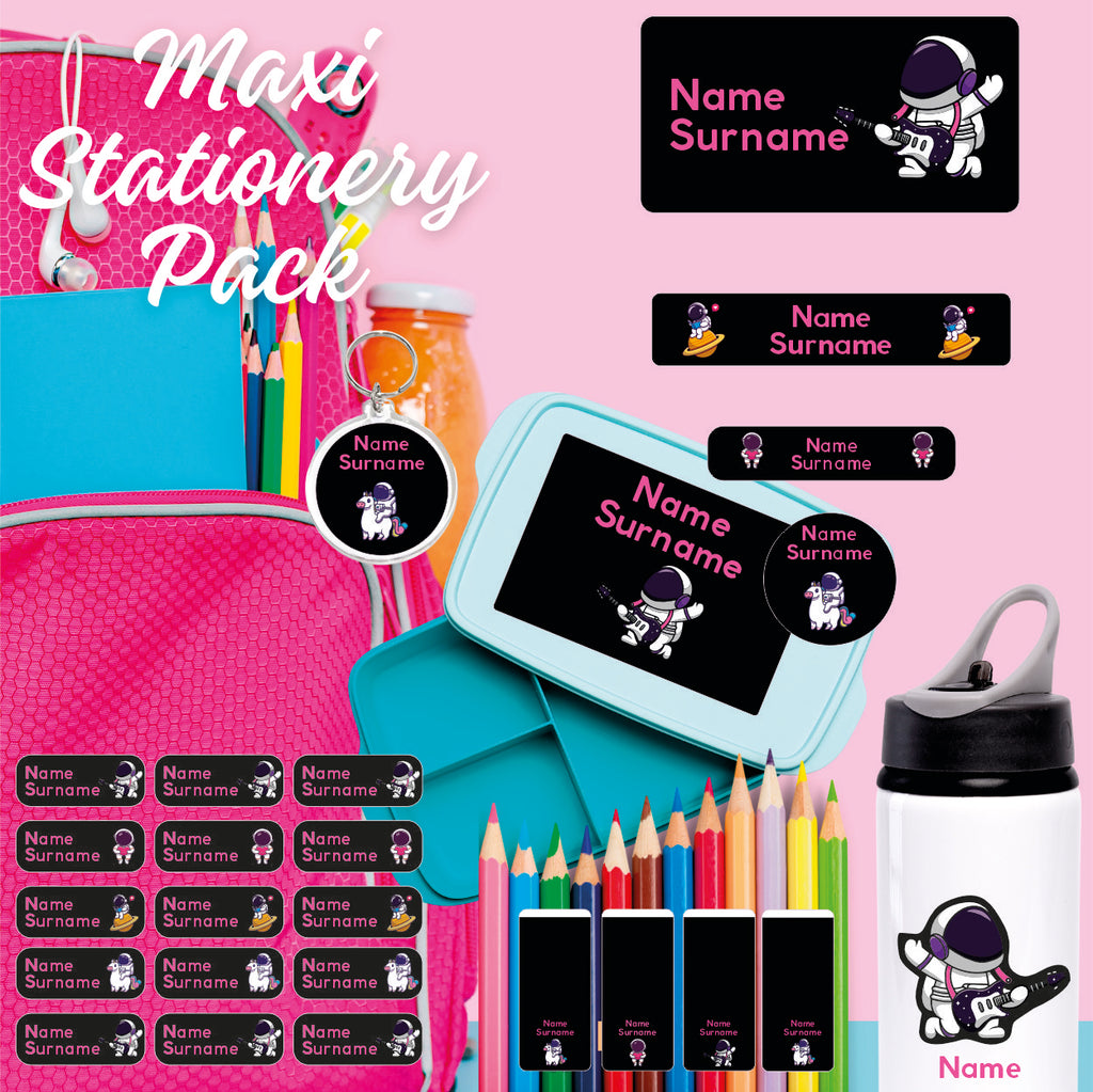 Astronaut- Girls Stationery Label Maxi Combo – Coral Designs