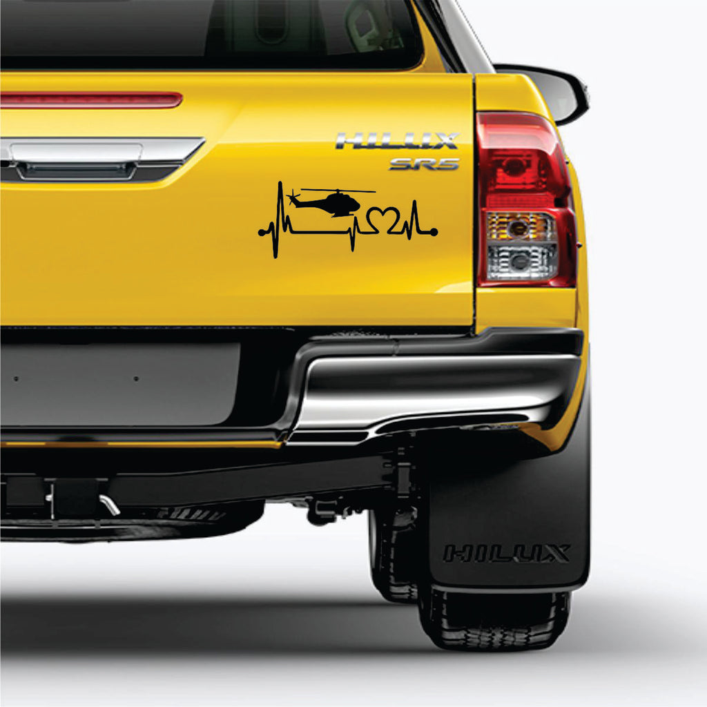 Helicopter Heartbeat Car Sticker – Coral Designs