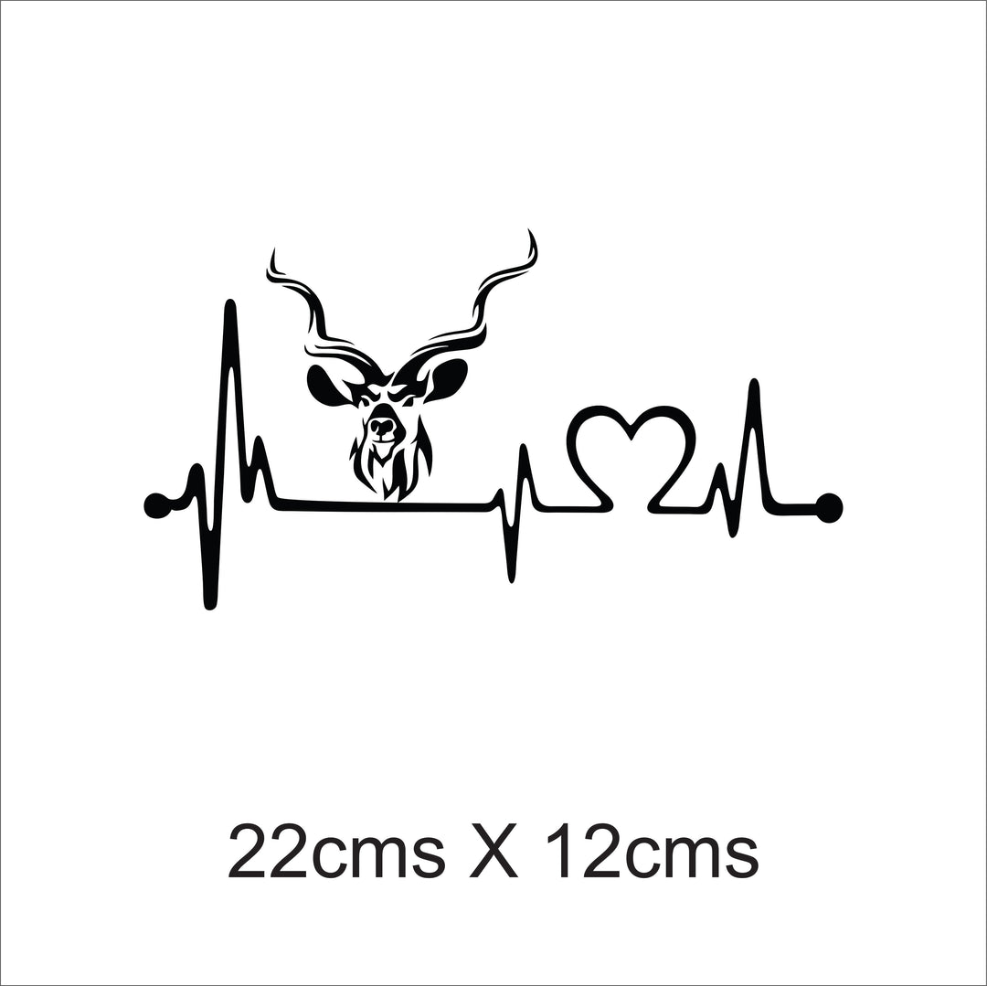 Kudu Head Heartbeat Car Sticker – Coral Designs