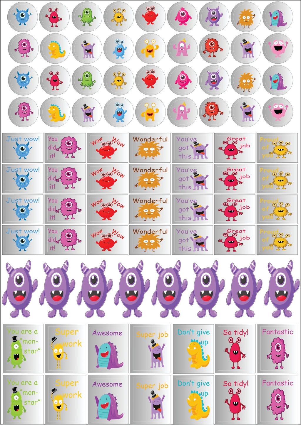 Monster Teacher Stickers - English – Coral Designs