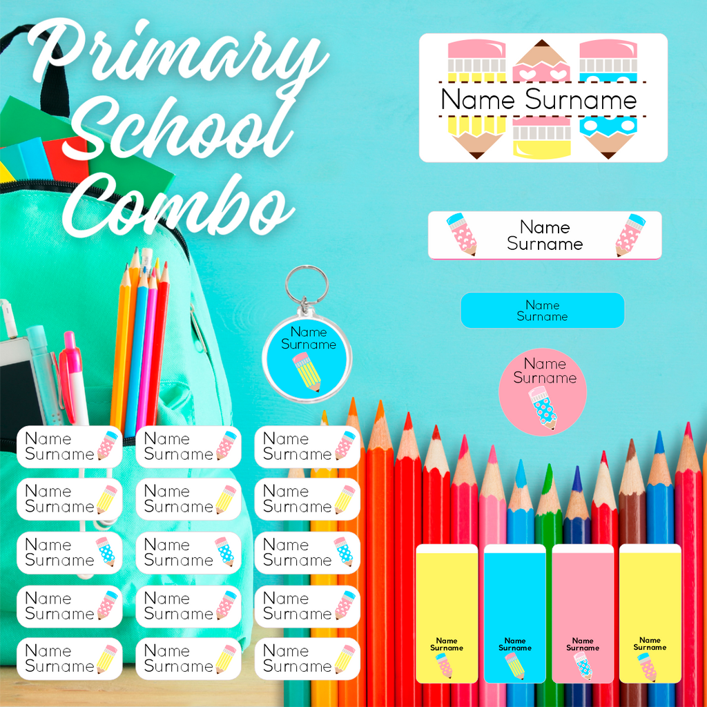 Smart Pencils Primary School Label Combo – Coral Designs