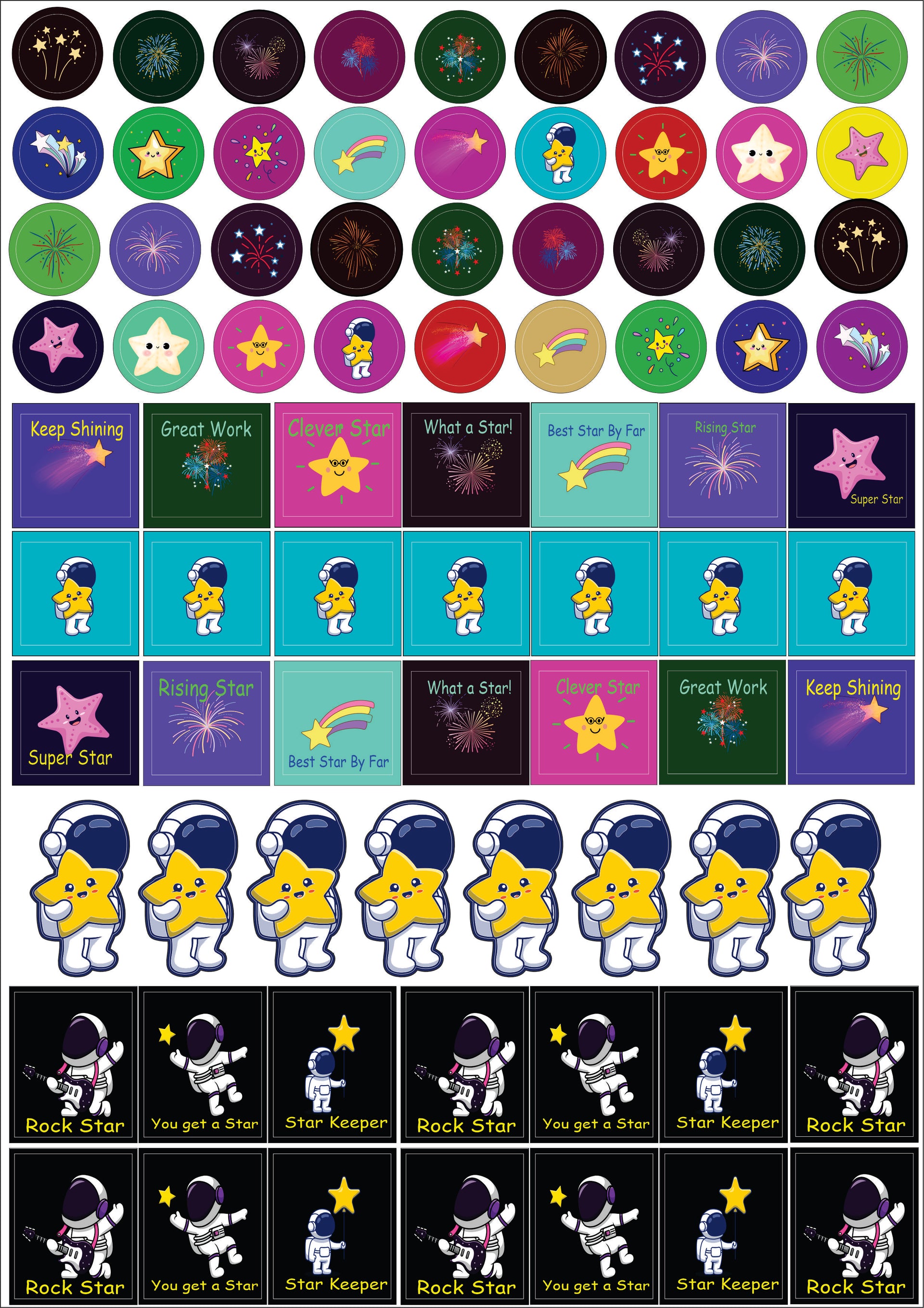 Stars Teacher Stickers - English – Coral Designs
