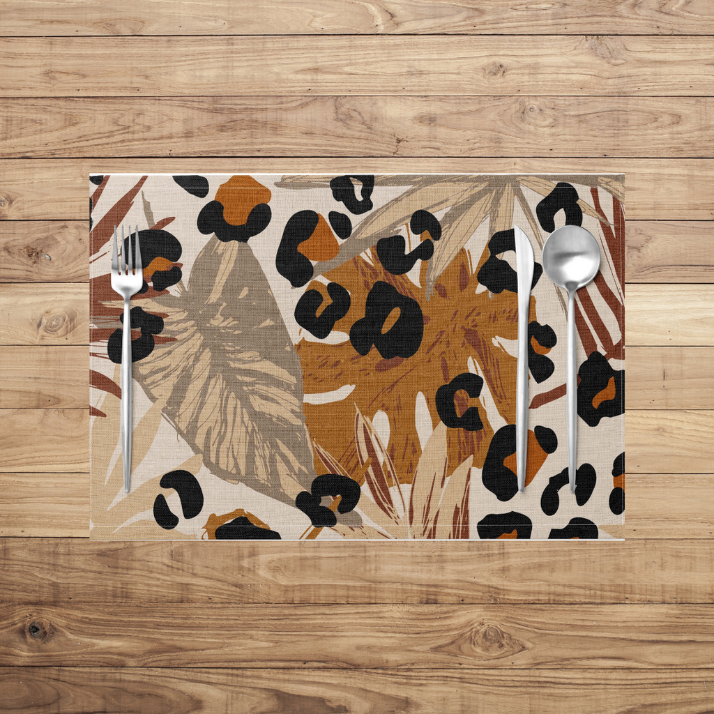 Leopard Print & Leaves Placemats – Coral Designs
