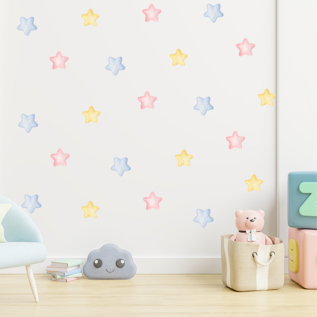Multi-Coloured Stars Wall Stickers – Coral Designs